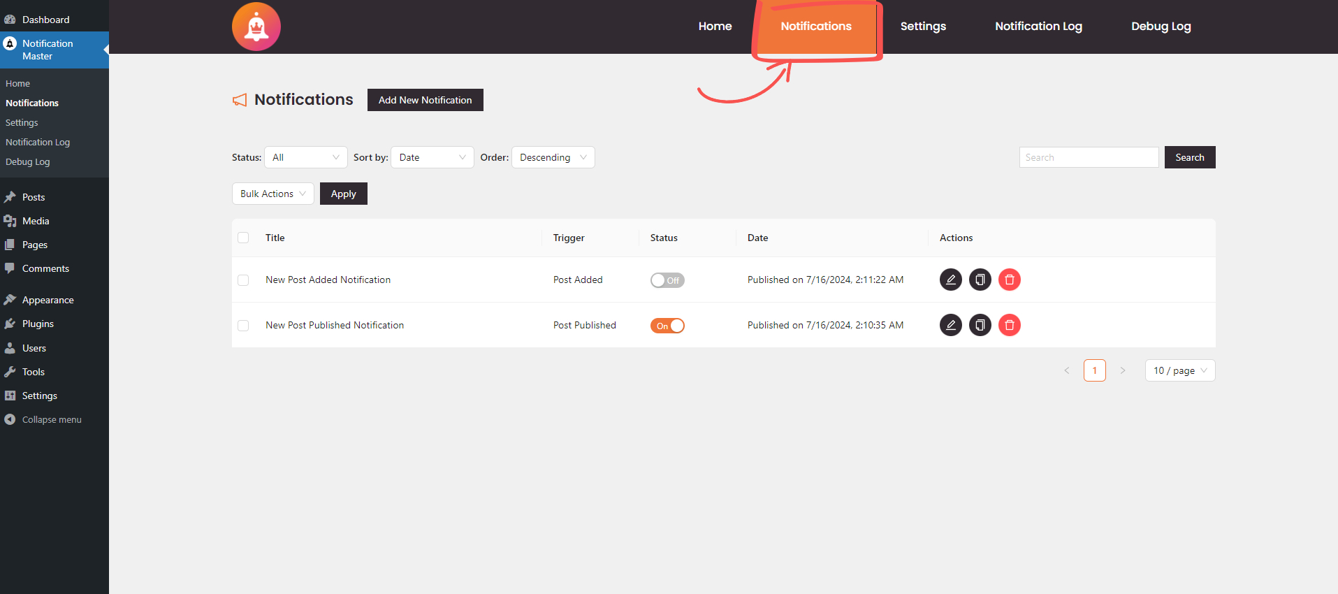Webhook | Notification Master